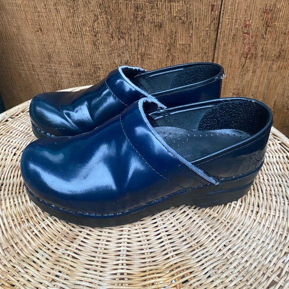 Dansko | Shoes | Dansko Professional Navy Patent Leather Clogs Size 37 ...